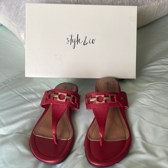 Style & Co. | Shoes | Style Co Calista Red Thong Sandals Size 9m | Poshmark